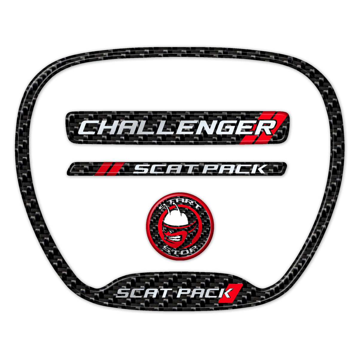 Challenger Scat Pack Simulated Carbon Fiber Themed 4-Piece Set ...